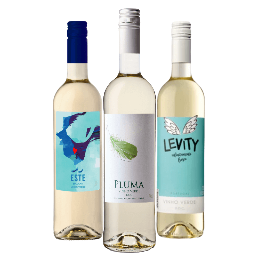 Kit Vinhos Verdes Brancos: ESTE, Pluma, Levity | Domo Express